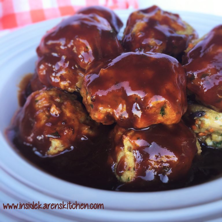 Baked Chicken Meatballs with Tangy BBQ Sauce – Karen Mangum Nutrition